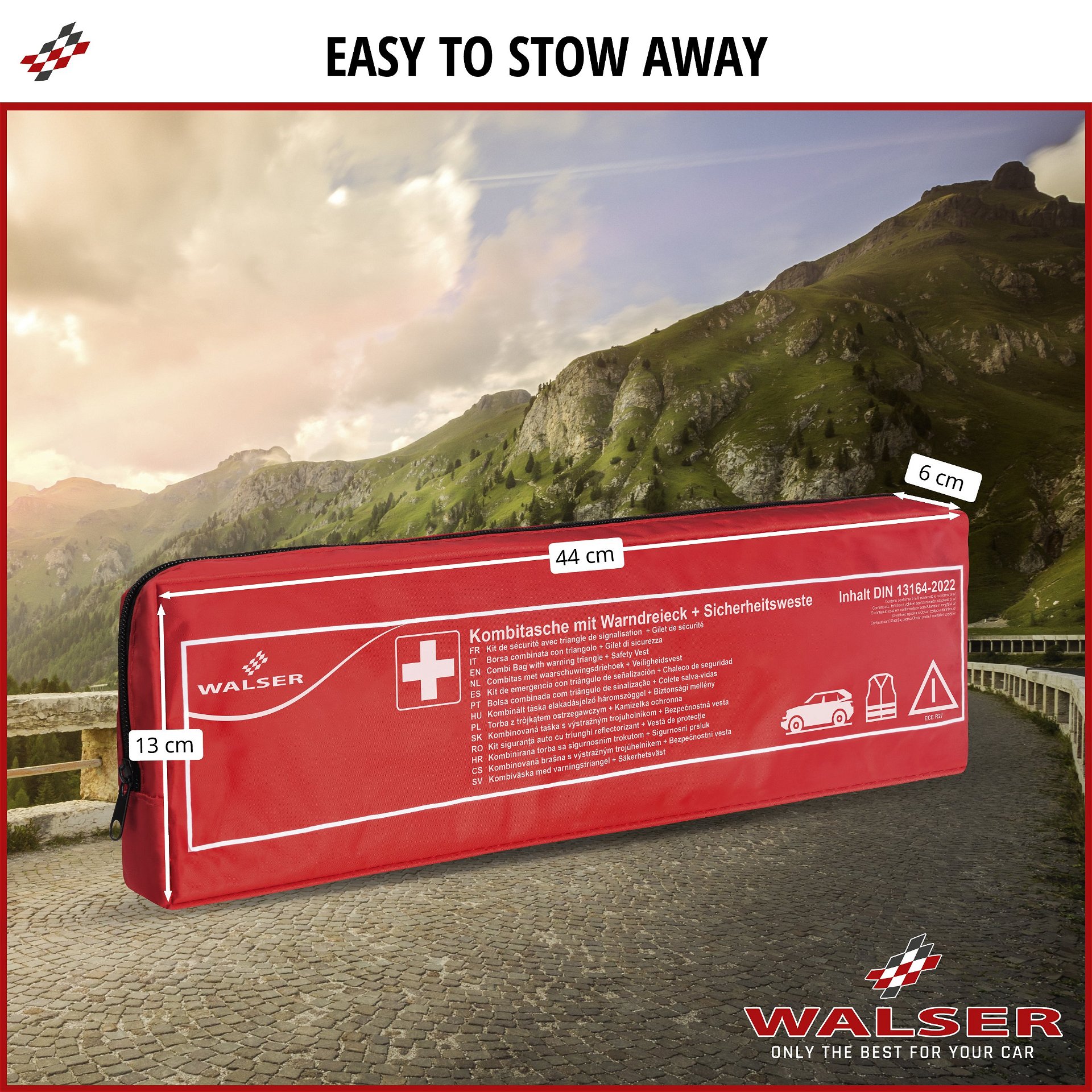 Car first aid bag red according to DIN 13164:2022 incl. breakdown ...