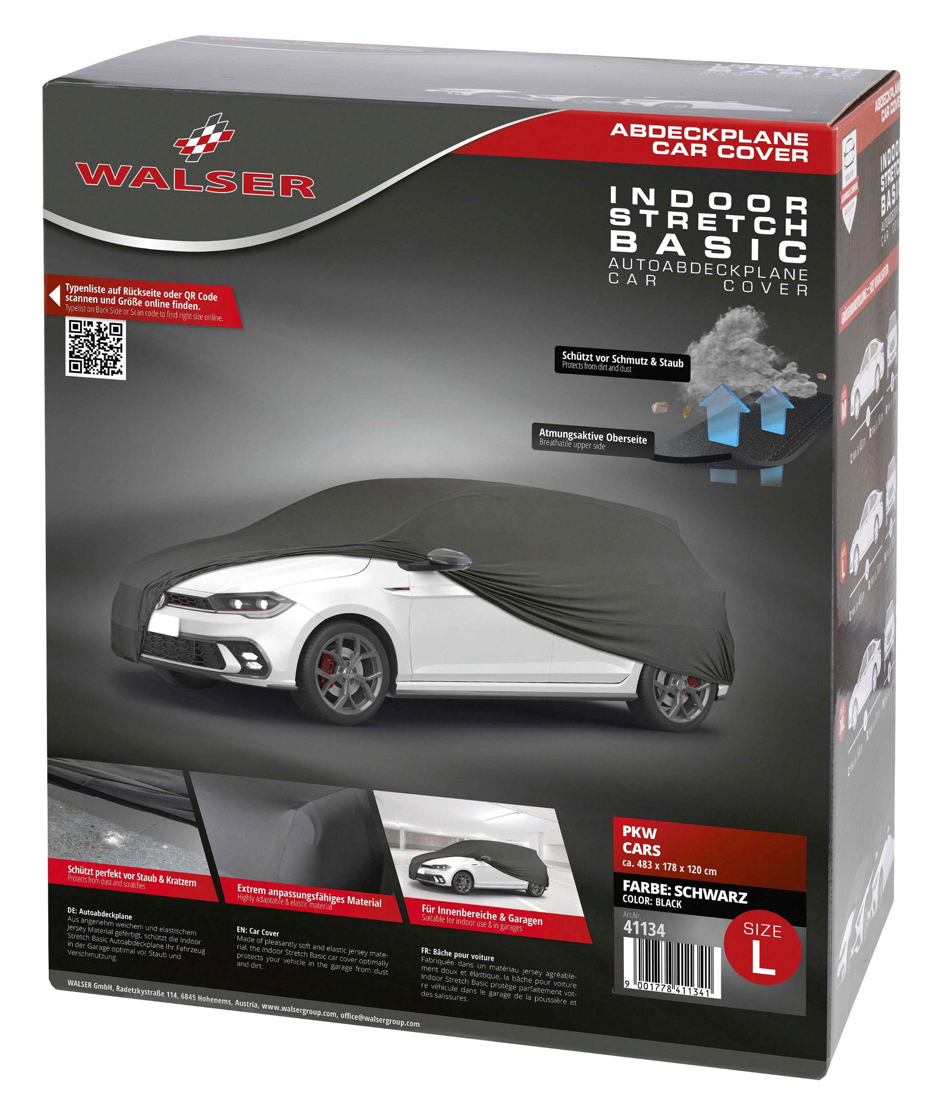 Overtrek Indoor Stretch Maat 2 Auto zwart | Maat 2: Auto 430 - max. 482 ...