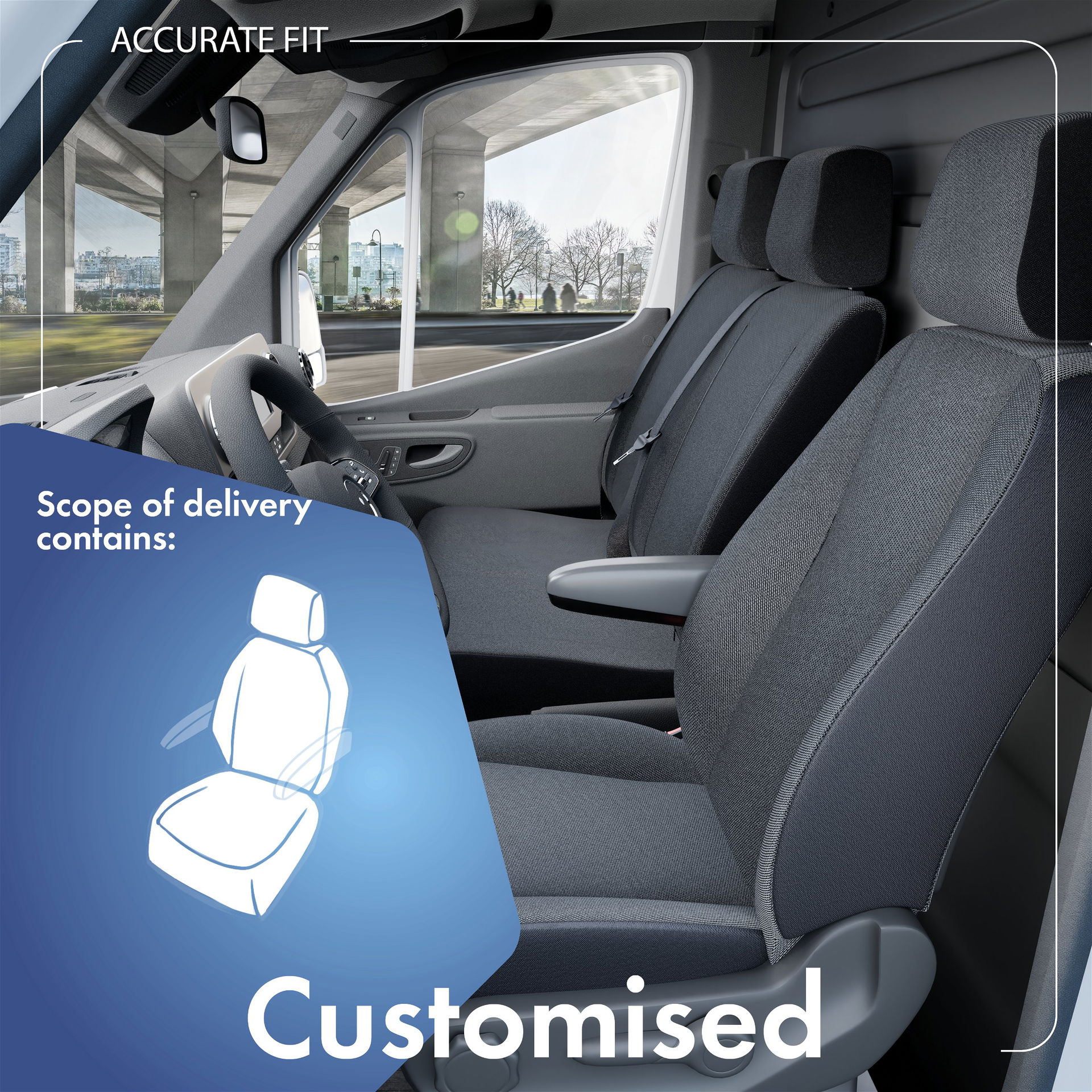 Seat cover made of fabric for VW T4, 1 single seat at the front ...