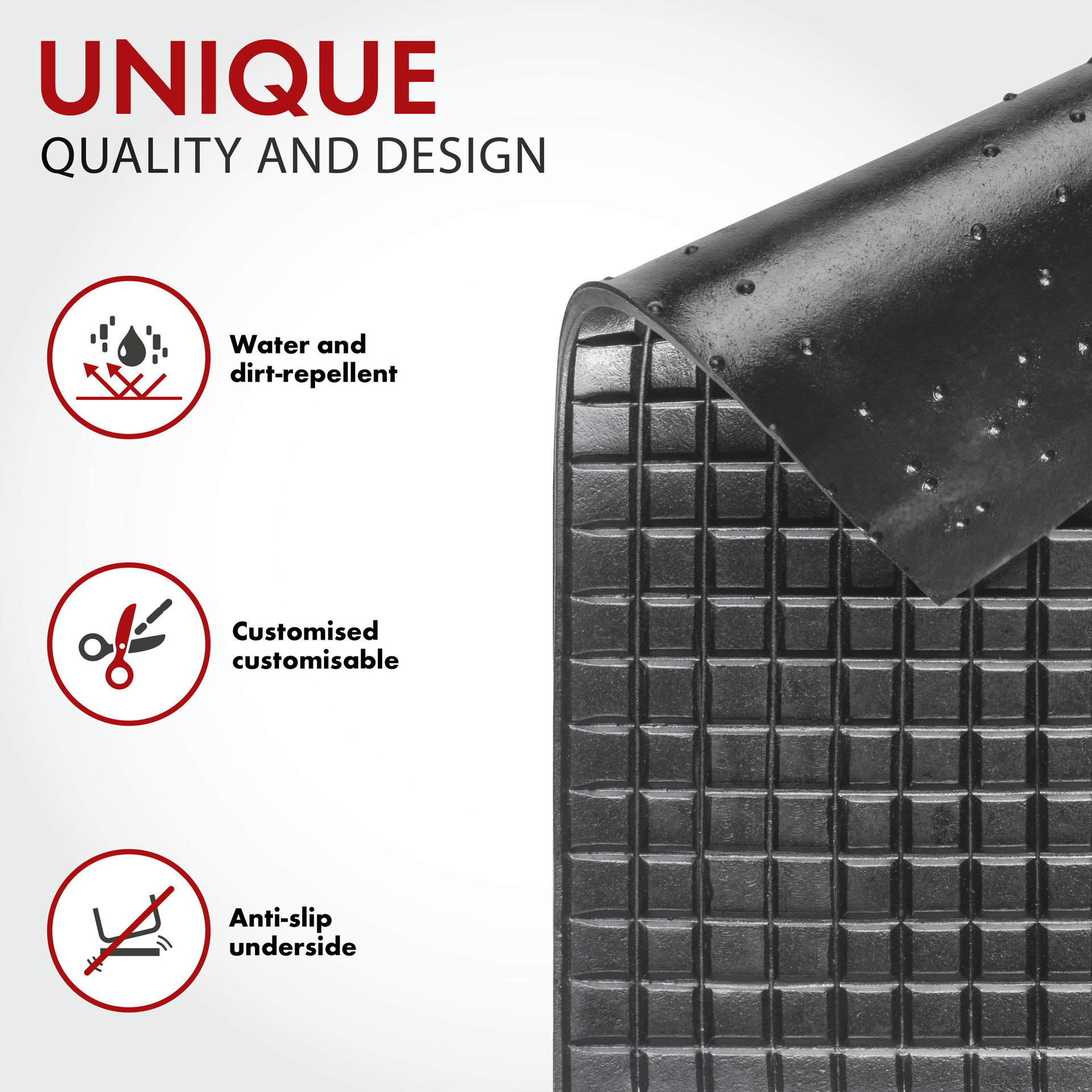 rubber mat 41x28 cm, cut-to-size honeycomb mat, anti-slip mat black ...