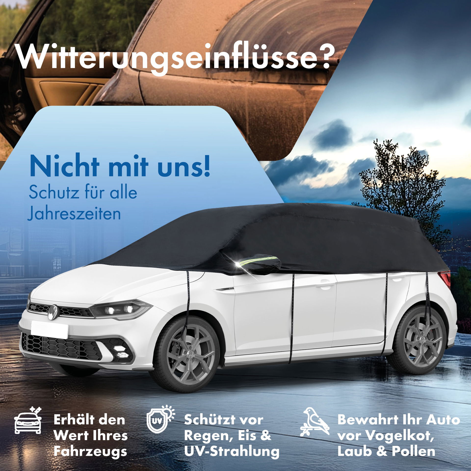 Abdeckplane Auto All Weather, Autoplane Halbgarage Größe 1 PKW, Autoabdeckung schwarz | Größe 1 ...